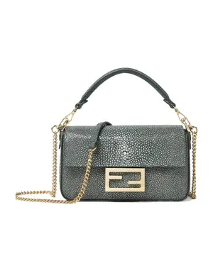 Fendi English Green Stingray Leather Bag - Gray