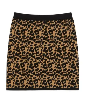 Max Mara Leopard Print Knitted Skirt