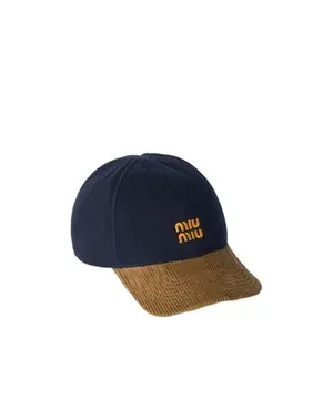 Miu Miu Denim And Corduroy Baseball Cap - Black