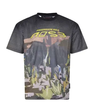 Andersson Bell Perforated Graphic T-shirt - Gray
