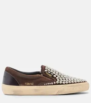 GOLDEN GOOSE Vce Studded Suede Slip-on Sneakers
