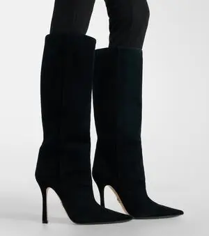 Gucci Naomi Suede Knee-high Boots - Black