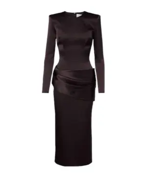 Alex Perry Draped Satin Dress - Black