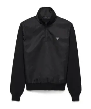 Prada Superfine Wool Half-zipper Sweater - Black