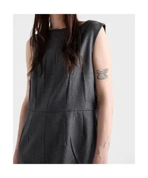 Prada Sleeveless Boatneck Flannel Dress