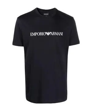 Emporio Armani Logo Printed Crewneck T-shirt - Black