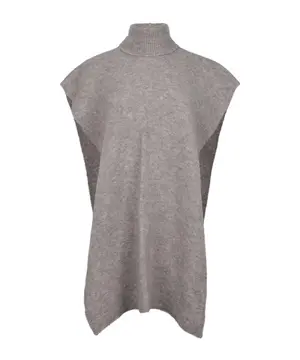 ALYSI Sleeveless High Neck Cape - Gray