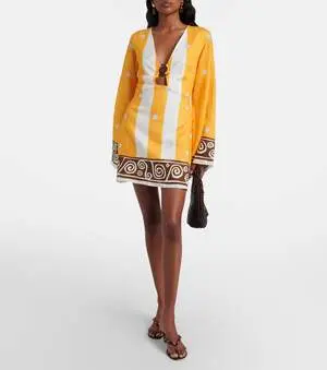CALA DE LA CRUZ Tessa Striped Linen Mini Dress