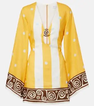 CALA DE LA CRUZ Tessa Striped Linen Mini Dress - Yellow