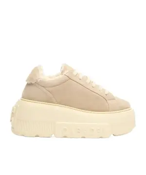 Casadei Platform Shearling Sneakers - Camel