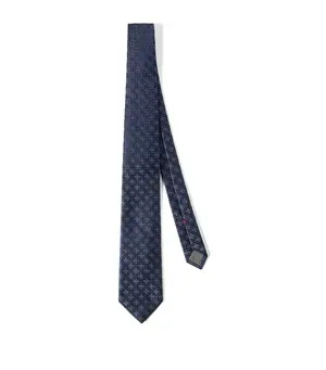 Brunello Cucinelli Silk Geometric Jacquard Tie - Blue