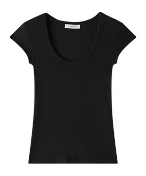 JOSEPH Saba Ribbed Top - Black