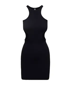 REINA OLGA Halterneck Ribbed Dress With Waist Cut-outs - Black