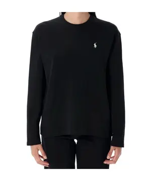 Polo Ralph Lauren Long Sleeved T-shirt With Embroidered Logo - Black
