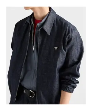 Prada Chambray Denim Blouson Zipper Jacket