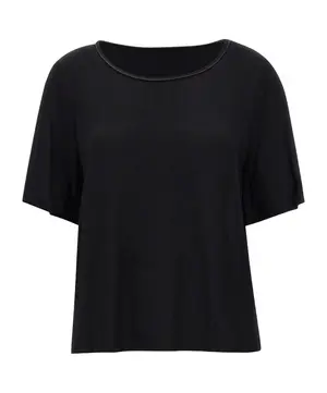 KAOS Short Sleeve Top With Satin Trim