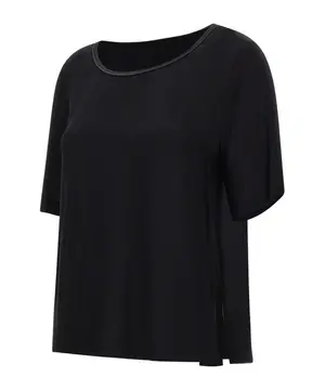 KAOS Short Sleeve Top With Satin Trim