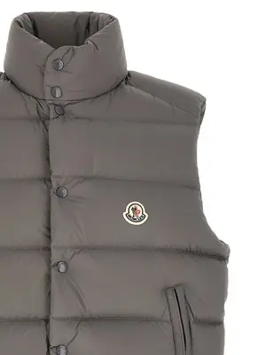 Moncler Tibb Quilted Down Vest With Stand Collar - Grey