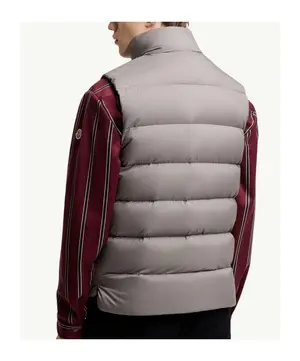 Moncler Tibb Quilted Down Vest With Stand Collar - Grey