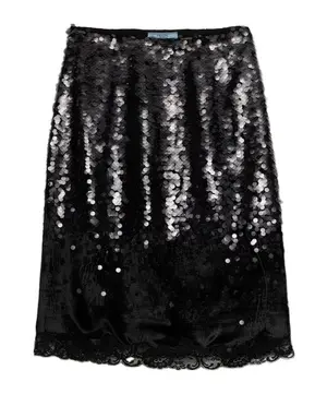 Prada Embroidered Velvet Midi-skirt With Sequins