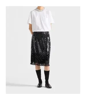 Prada Embroidered Velvet Midi-skirt With Sequins