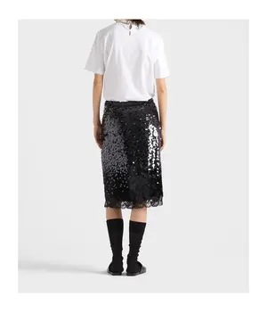 Prada Embroidered Velvet Midi-skirt With Sequins