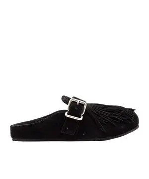 VIC MATIE Fringed Buckle Mules - Black