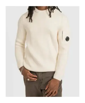 C.P. COMPANY Ribbed Crew Neck Sweater With Logo Detail