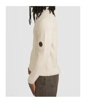 C.P. COMPANY Ribbed Crew Neck Sweater With Logo Detail