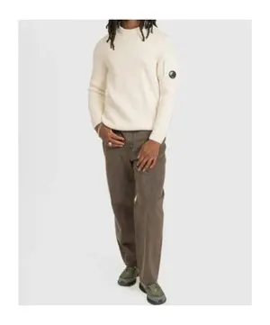 C.P. COMPANY Ribbed Crew Neck Sweater With Logo Detail