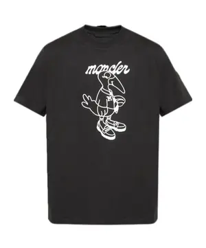 Moncler Logo Printed Crewneck T-shirt - Black