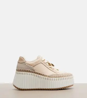 Chloé Nama Suede And Leather Platform Sneakers