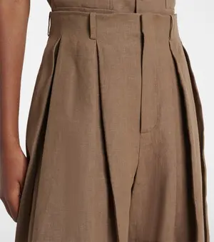 Ralph Lauren Greer Linen, Cashmere, And Silk Wide-leg Pants - Brown