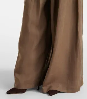 Ralph Lauren Greer Linen, Cashmere, And Silk Wide-leg Pants - Brown