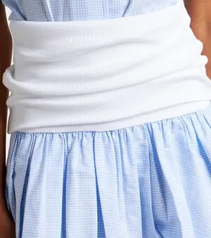 Miu Miu Gingham Jersey And Poplin Mini Skirt - Blue