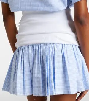 Miu Miu Gingham Jersey And Poplin Mini Skirt - Blue