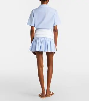 Miu Miu Gingham Jersey And Poplin Mini Skirt - Blue