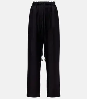 Phoebe Philo Silk Twill Wide-leg Pants - Black