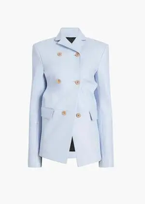 Khaite KHAITE Rolo Double-Breasted Leather Jacket Sky Blue