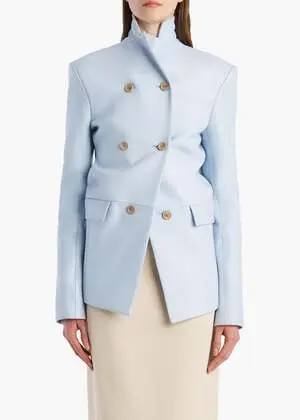Khaite Rolo Double-breasted Leather Jacket - Sky Blue