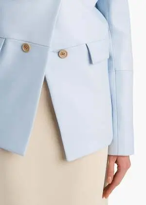 Khaite Rolo Double-breasted Leather Jacket - Sky Blue