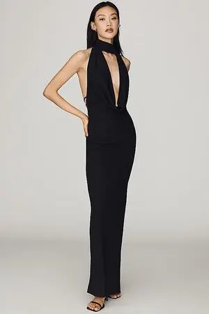 Misha Collection Plunge Maxi Dress - Black