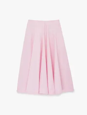 ZDNU 81041892 A-line Pleated Cotton Midi Skirt