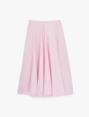 ZDNU 81041892 A-line Pleated Cotton Midi Skirt