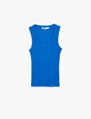 ZDNU 81041892 Scoop Neck Ribbed Cotton Tank Top