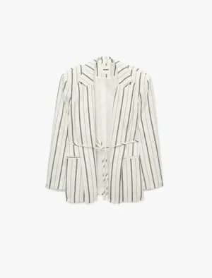 KOTON Zdnu 81041892 Striped Belted Long Sleeve Blazer