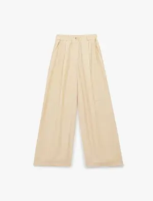 KOTON Relaxed Fit Wide Leg Trousers With Elastic Waist