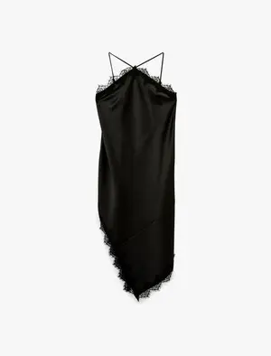 Koton Zdnu 81041892 Asymmetrical Lace Trim Satin Slip Dress
