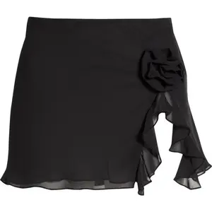 BELLA VENICE Rose Embellished Chiffon Miniskirt