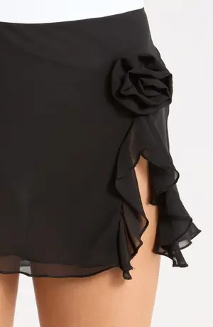 BELLA VENICE Rose Embellished Chiffon Miniskirt